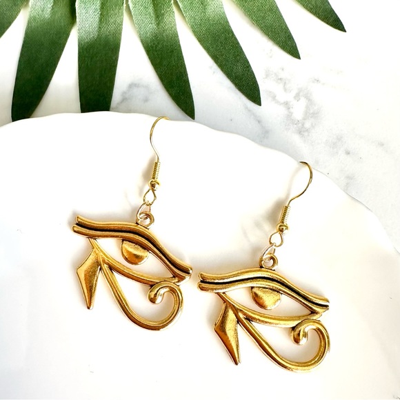 Jewelry | 23 Egyptian Revival Eye Of Horus Evil Eye Earrings Antiqued ...
